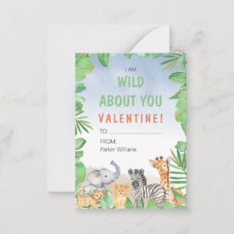 Safari Theme I Am Wild About You Valentine's Day Note Card | Zazzle