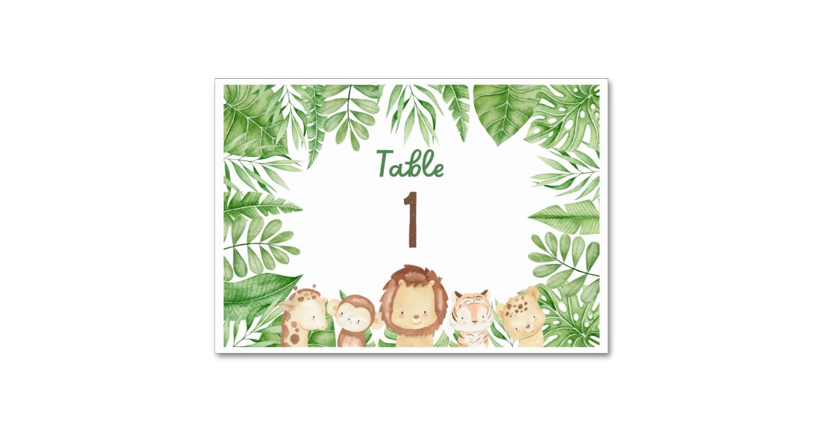 Safari Theme Jungle Table Signs Table Number | Zazzle