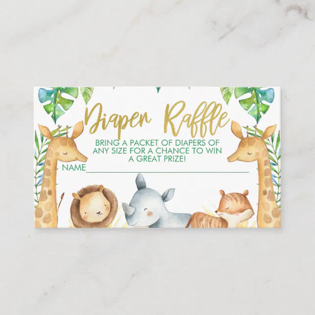 Safari Themed Diaper Raffle Baby shower Ticket Enclosure Card | Zazzle