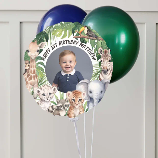 Safari themed, Jungle Animals Happy Birthday Balloon | Zazzle
