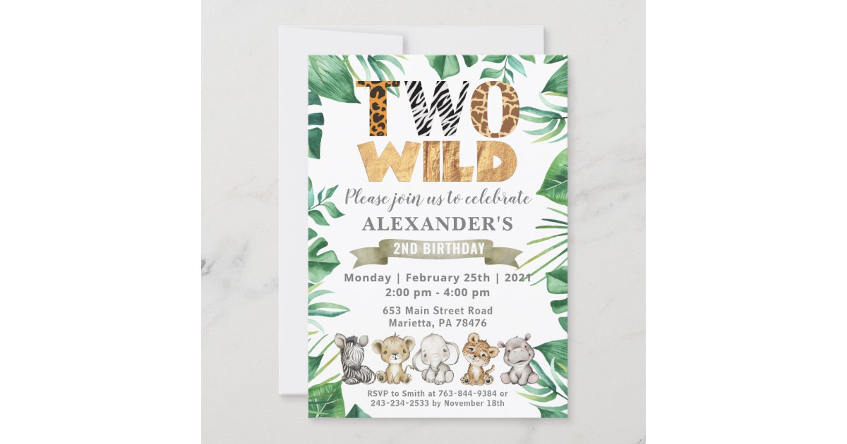Safari Two Wild Birthday Jungle Party Invitation | Zazzle