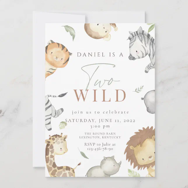 Safari two wild second birthday invitation | Zazzle