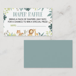 Safari Wild Animals Baby Shower Diaper Raffle Card | Zazzle