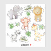 Safari Wild Animals Tropical Leaves Sticker | Zazzle