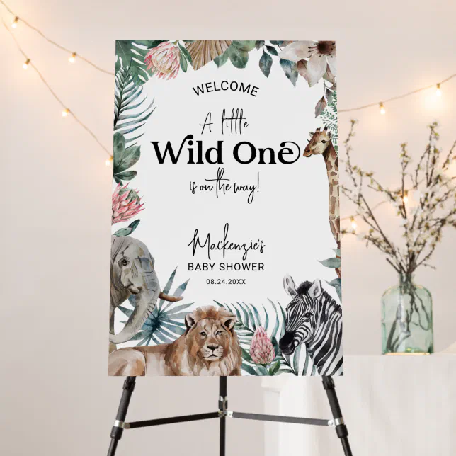 Safari Wild One Baby Shower Welcome Sign | Zazzle