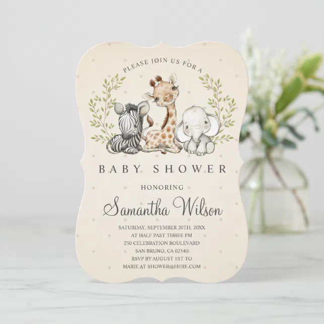 Safari Wild One Gungle Animals Baby Shower Invitation | Zazzle