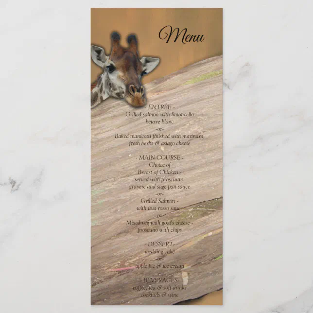 Safari wildlife Menu | Zazzle