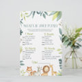 Safari Zoo Animal What's In Purse Baby Shower Game Stationery | Zazzle