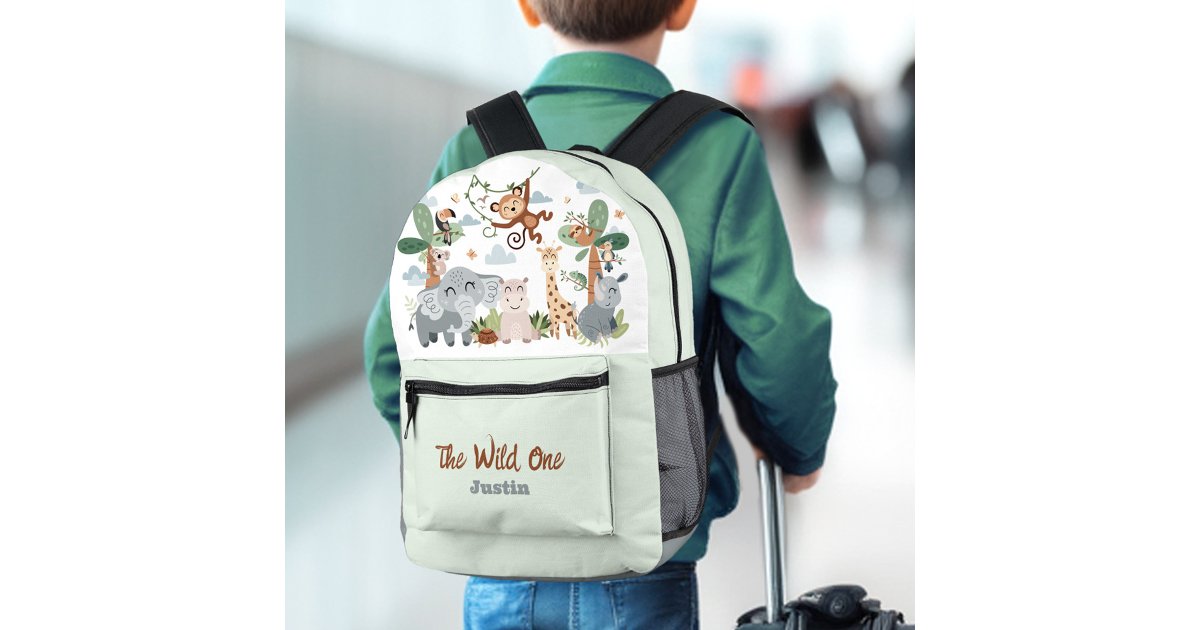 Safari ZOO Animals The Wild One Boy Printed Backpack | Zazzle
