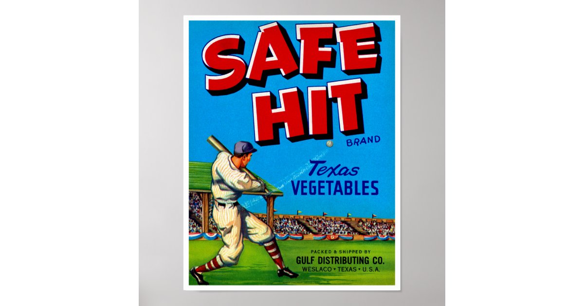 Safe Hit Vintage Lable Art Poster | Zazzle