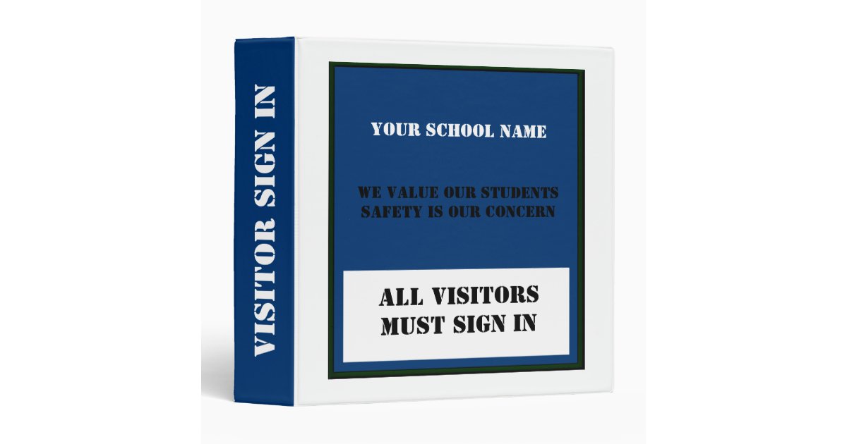 Safe School Visitor Sign In Custom Binder | Zazzle