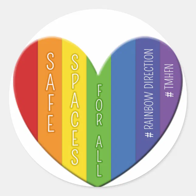 Safe Spaces For All Heart Badge Sticker | Zazzle