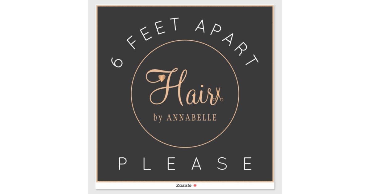 Safety distance sign hair salon name elegant floor sticker | Zazzle