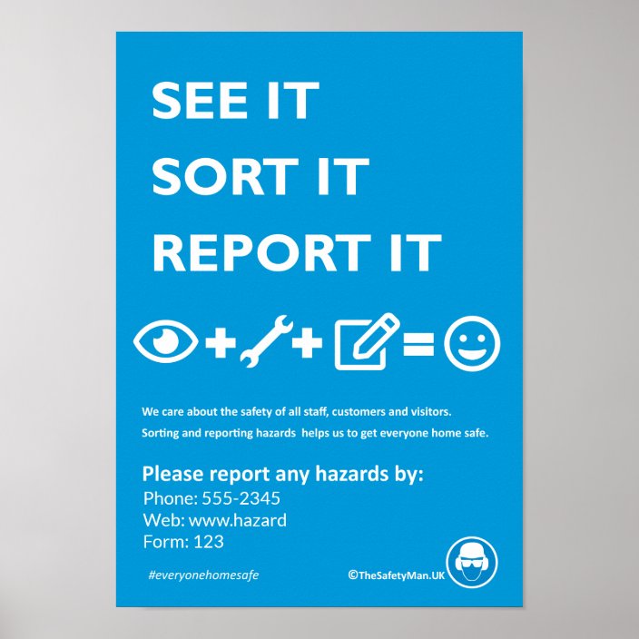 Safety Hazard Reporting Poster (editable) | Zazzle.com