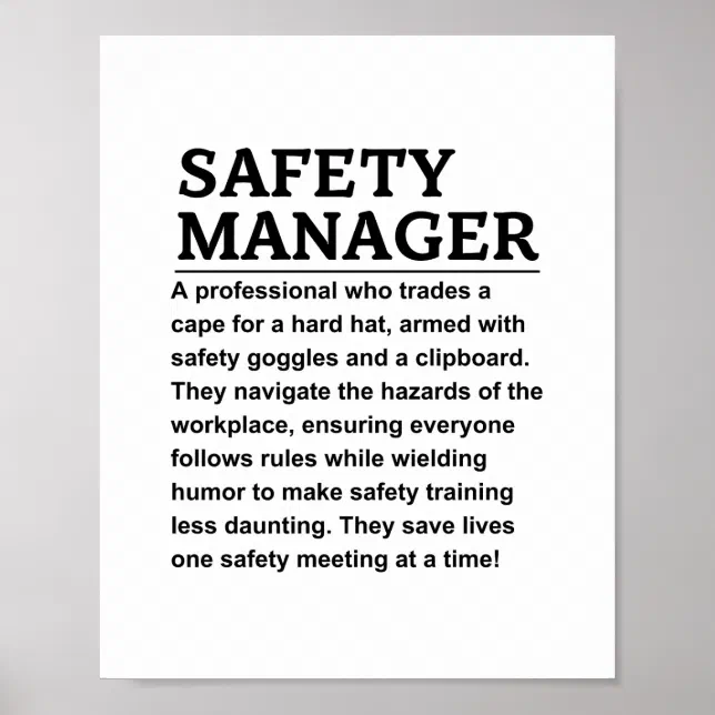 Safety manager poster | Zazzle