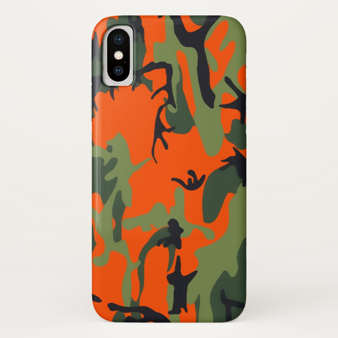 Safety Orange and Green Camo Case-Mate iPhone Case | Zazzle