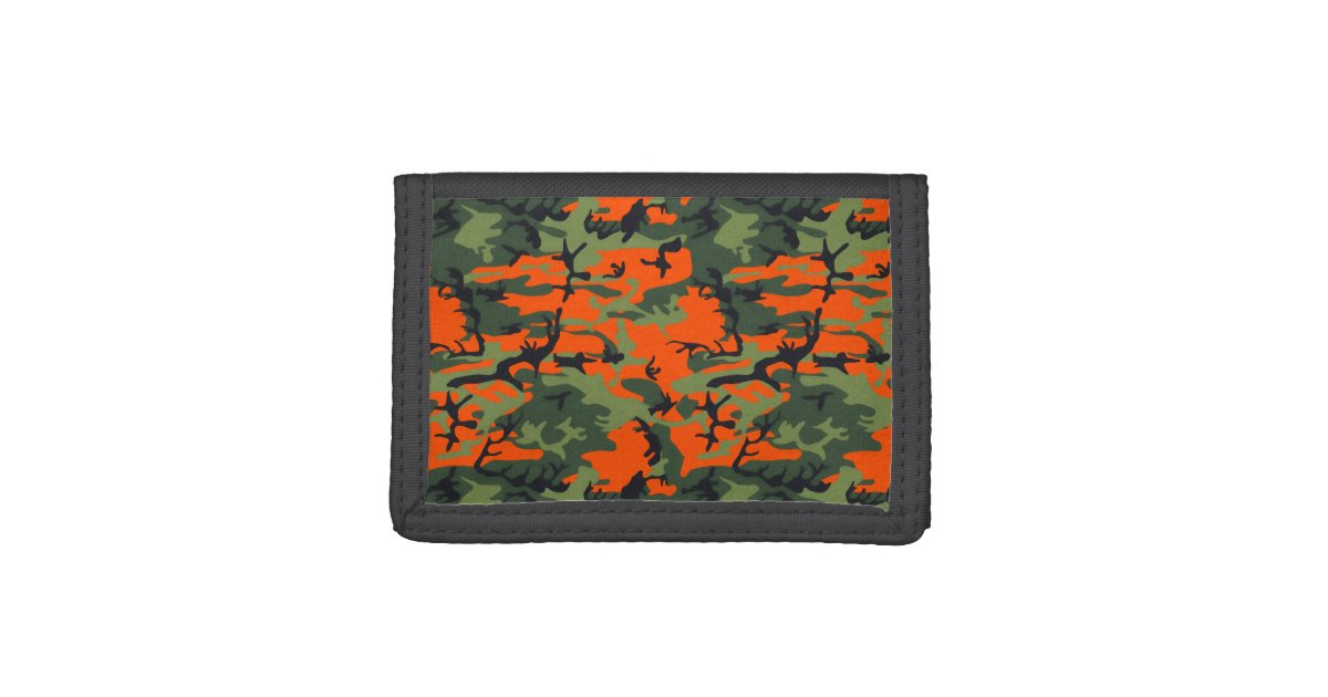 Safety Orange and Green Camo Trifold Wallet | Zazzle
