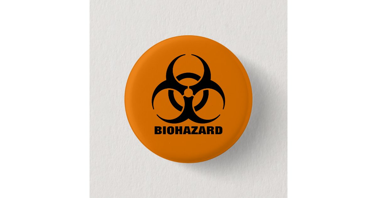 Safety Orange Biohazard Symbol Warning Sign Button | Zazzle