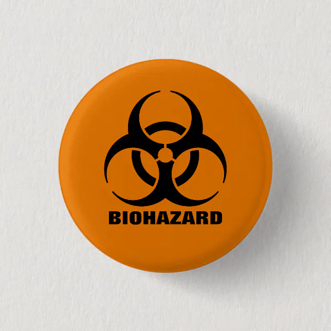 Safety Orange Biohazard Symbol Warning Sign Button | Zazzle