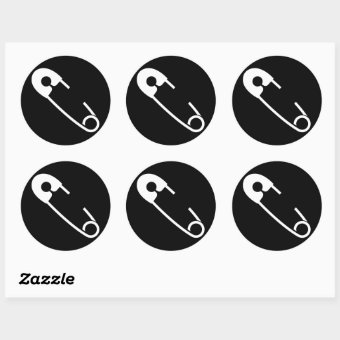 Safety Pin Decal Classic Round Sticker | Zazzle