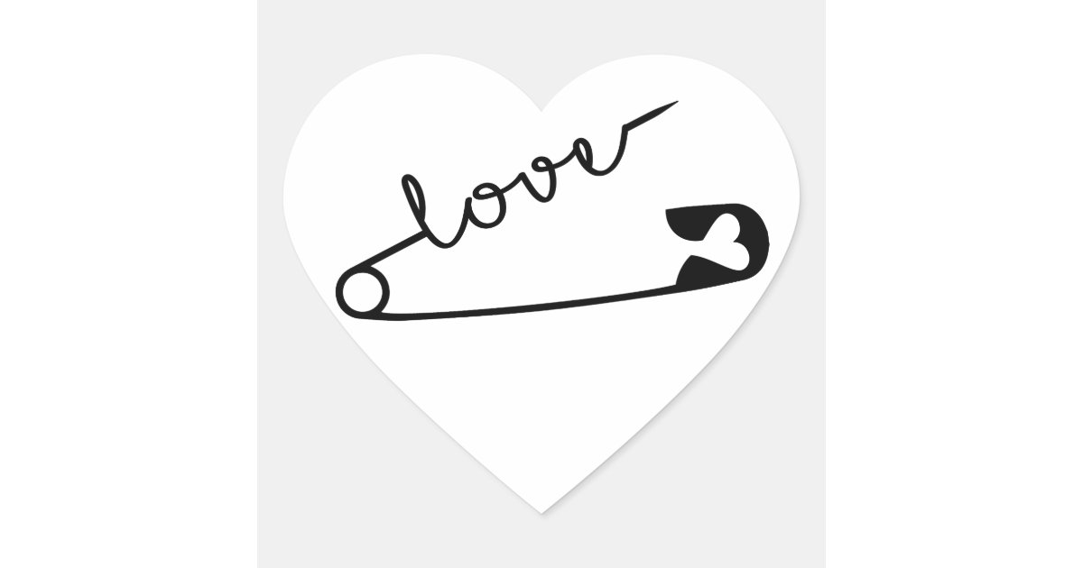 Safety Pin LOVE Heart Sticker | Zazzle
