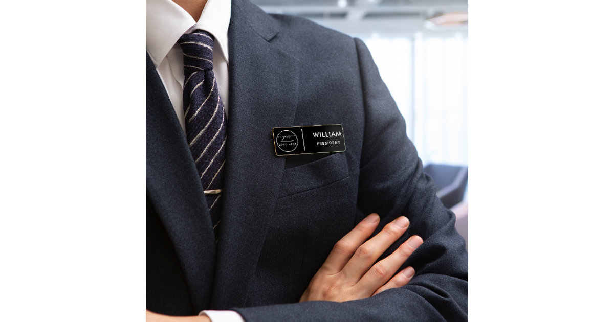 Safety Pin Name Tag or Magnetic with Custom Logo | Zazzle