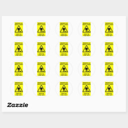 Safety Sign Warning Classic Round Sticker | Zazzle