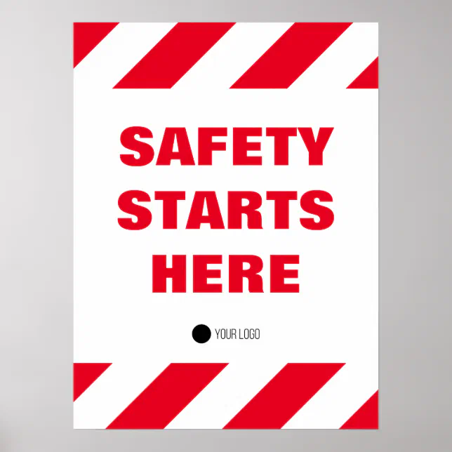Safety Starts Here Red White Workplace Quote Poster | Zazzle
