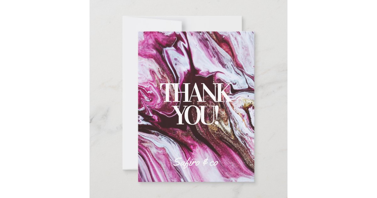 SAFIRO marble thank you card | Zazzle