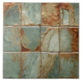 Sage Abstract Square Collection EMMA Faux Relief Ceramic Tile | Zazzle