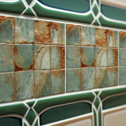 Sage Abstract Square Collection EMMA Faux Relief Ceramic Tile | Zazzle