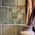 Sage Abstract Square Collection EMMA Faux Relief Ceramic Tile | Zazzle