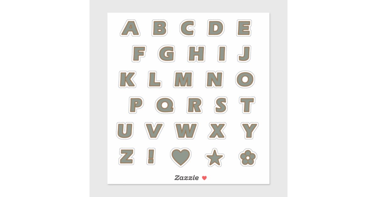 Sage and Bronze Capital Letters Alphabet Monogram Sticker | Zazzle