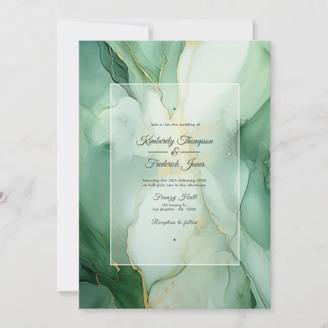 Sage and Ivory Ink Wedding Invitation | Zazzle