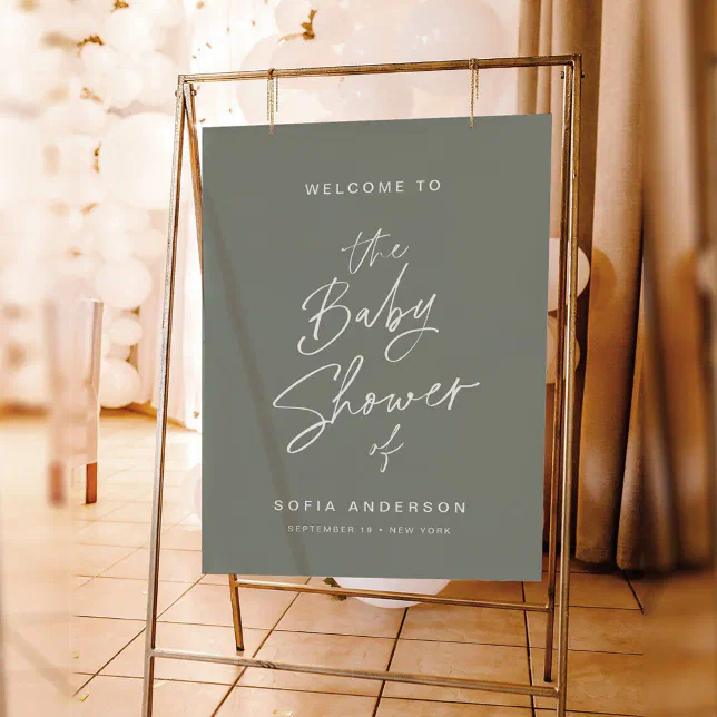 SAGE Baby Shower Welcome Sign 18x24 Foam Board | Zazzle
