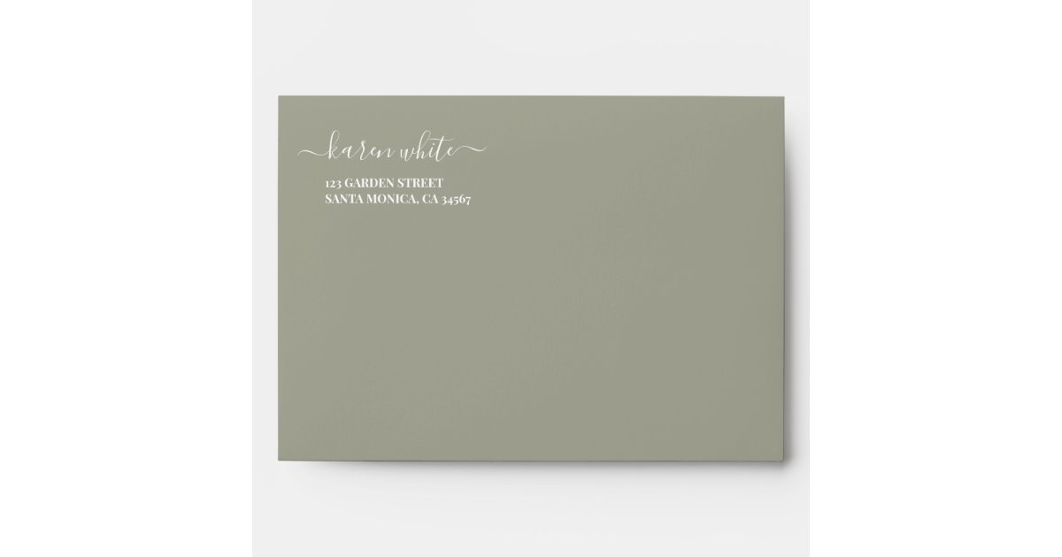 Sage Color Wedding Envelope | Zazzle