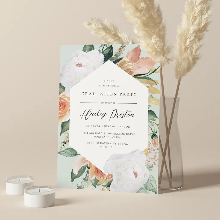 Sage | Desert Floral Graduation Party Invitation | Zazzle