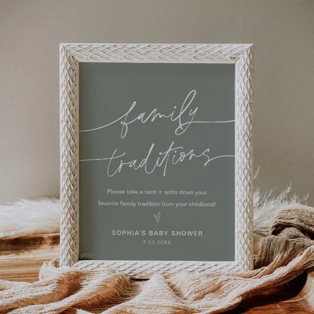 SAGE Family Traditions Baby Shower Sign | Zazzle