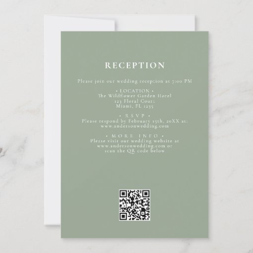Sage Green All in One Wildflower QR Code Wedding Invitation | Zazzle