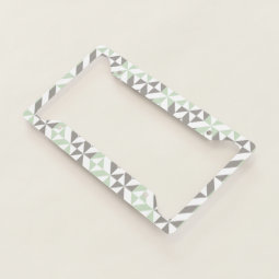 Sage Green and Silver Geometric ZigZag License Plate Frame | Zazzle