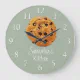 Sage Green And White Chocolate Chip Kitchen Large Clock | Zazzle