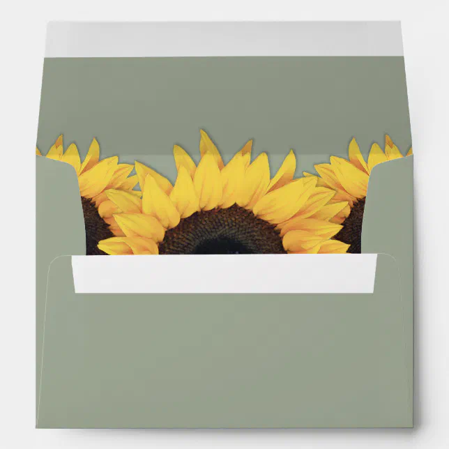 Sage Green and Yellow Sunflower Envelope | Zazzle