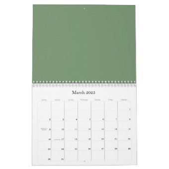 Sage Green Backgrounds on a Calendar | Zazzle