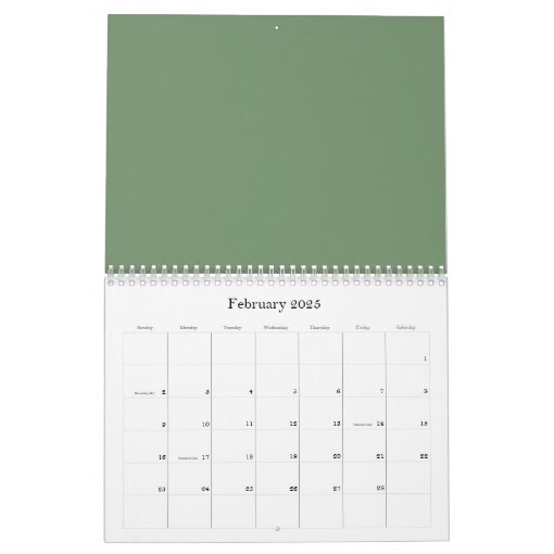Sage Green Backgrounds on a Calendar | Zazzle