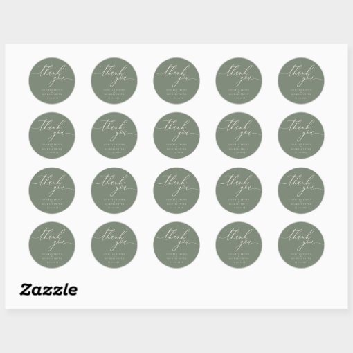 Sage Green Beige concept Details Signature text Classic Round Sticker ...