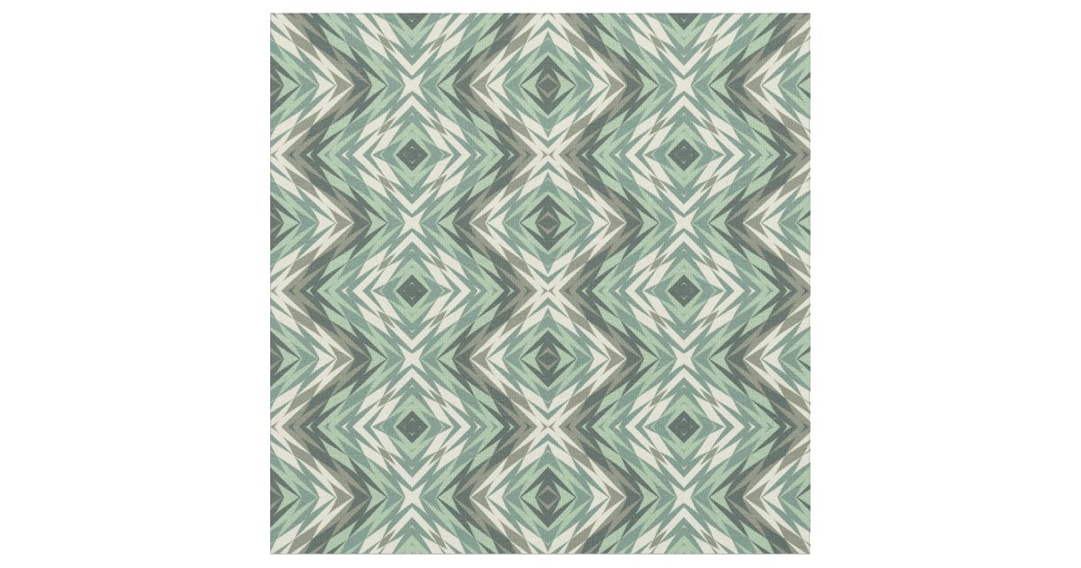 Sage Green Beige Gray Brown Aztec Mosaic Pattern Fabric | Zazzle