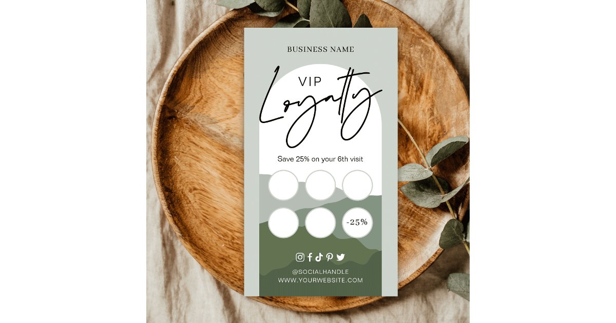 Sage Green Boho Arch Logo Makeup Artist Beauty VIP Loyalty Card | Zazzle