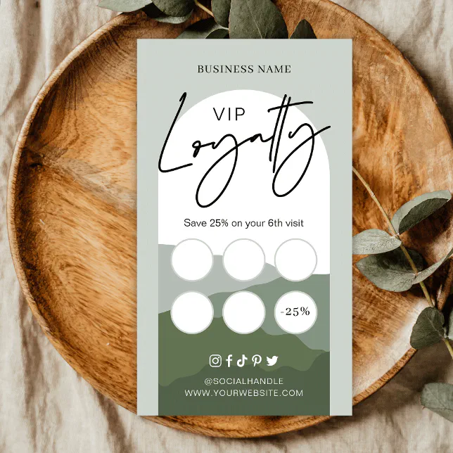 Sage Green Boho Arch Logo Makeup Artist Beauty VIP Loyalty Card | Zazzle