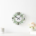 Sage Green Botanical White Gold WALL CLOCK | Zazzle