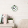 Sage Green Botanical White Gold WALL CLOCK | Zazzle